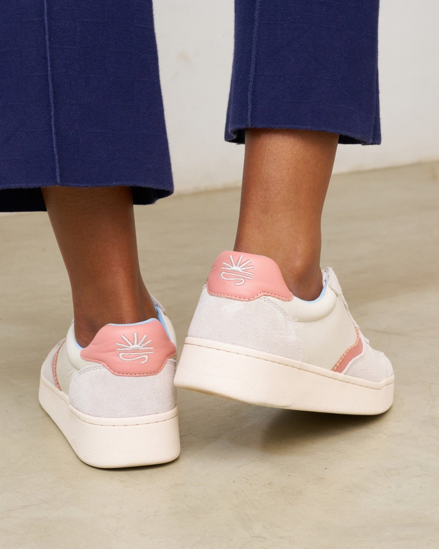 Roma Retro Sneaker - White - Pink - Light Blue Women's – Soludos