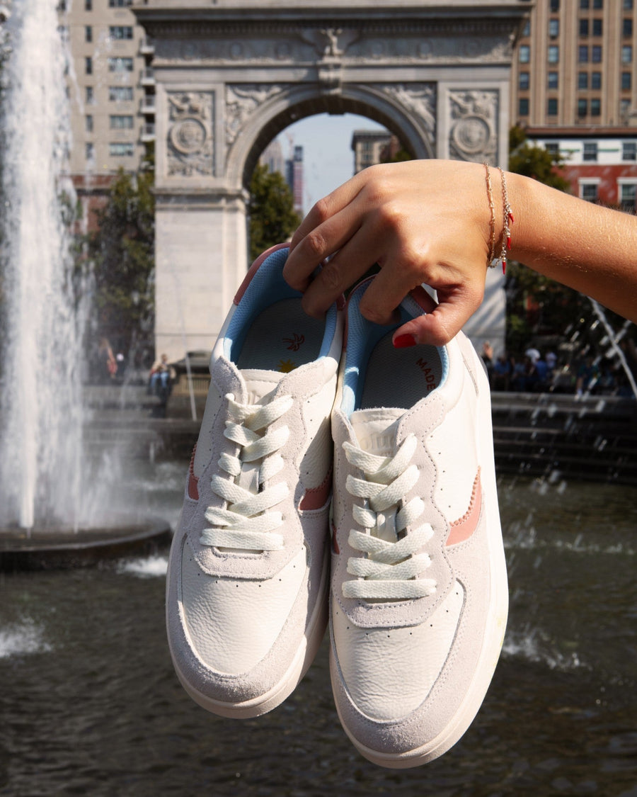 Roma Retro Sneaker - White - Pink - Light Blue Women's – Soludos